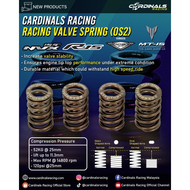 Cardinals Racing Oval Valve Springs (OS2) - Yamaha R15V3/MT-15/NVX/NMAX ...
