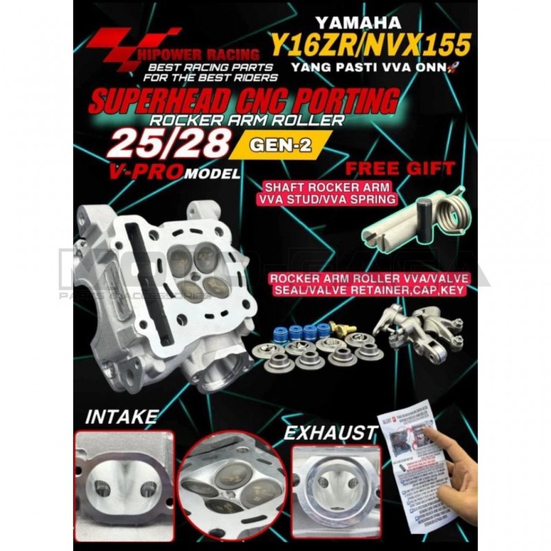 Hipower Racing Cylinder Head VPRO (28in/25ex) - Yamaha R15V3/MT-15/NVX ...